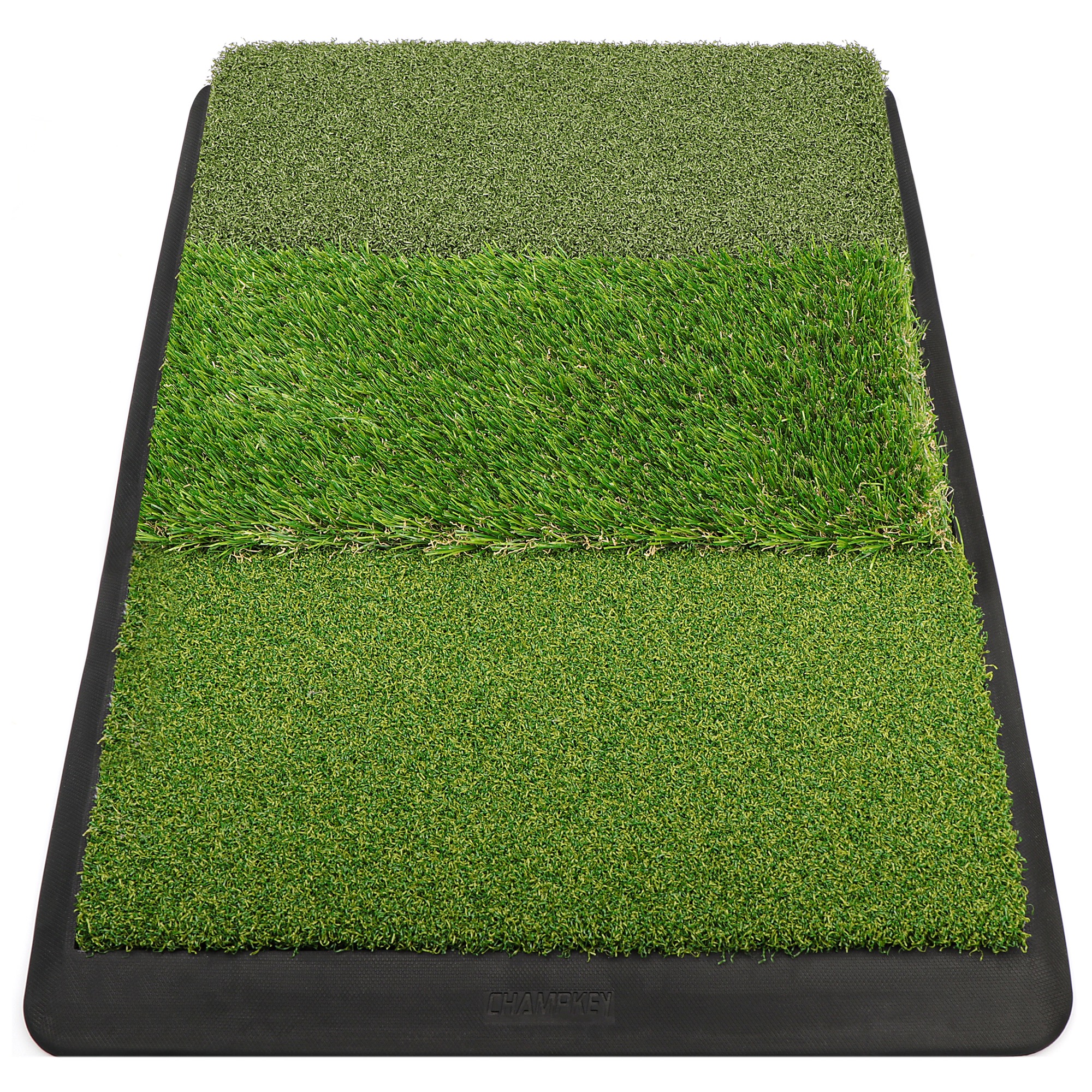 Champkey 1.5' x 2.2' Tri-Turf Golf Hitting Mat | Heavy Duty Rubber Base ...