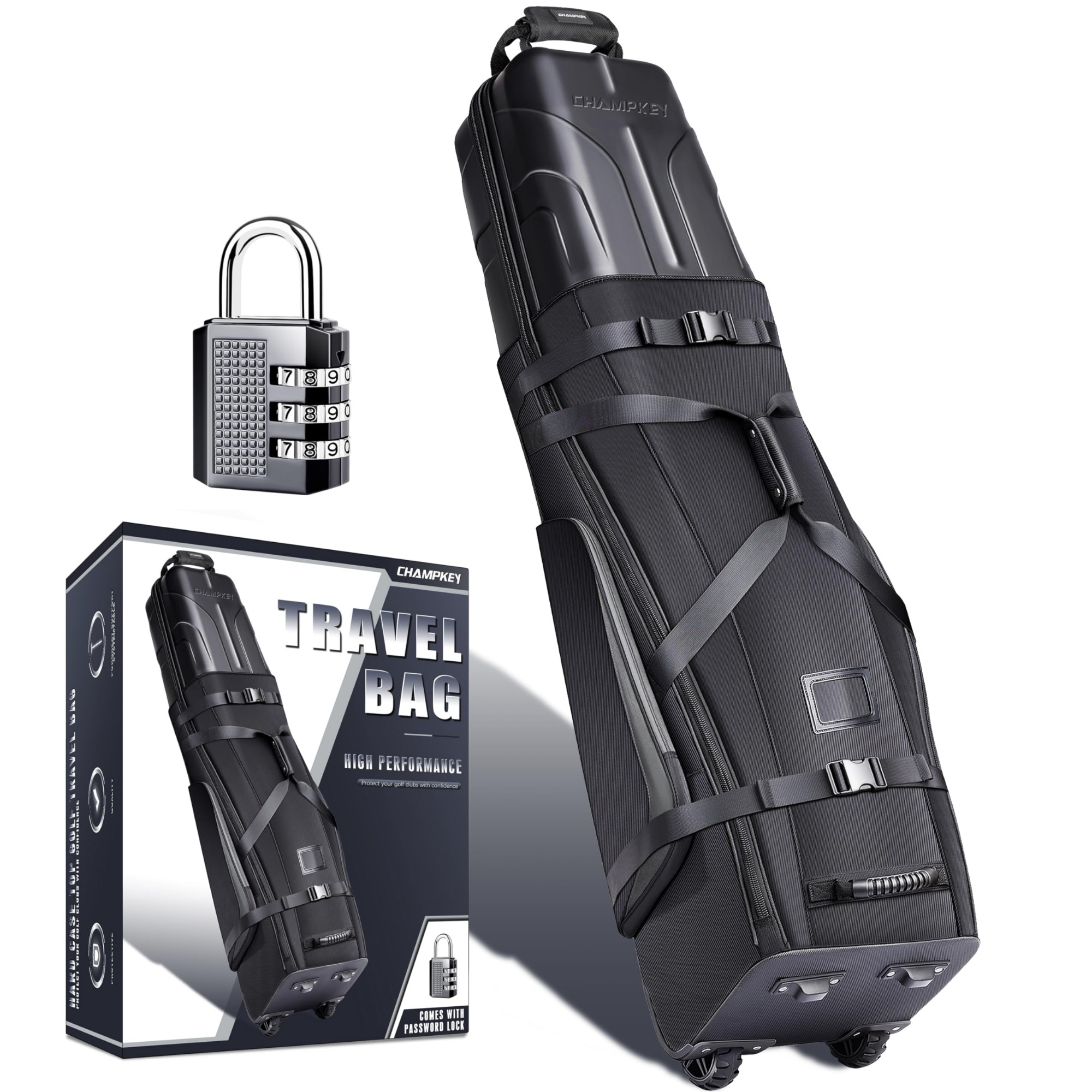 CHAMPKEY Premium Soft-Padded Golf Travel Bag with Anti-Impact Support ...